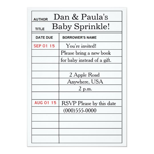 "Library Card" Baby Sprinkle/Shower Invitations | Zazzle.com