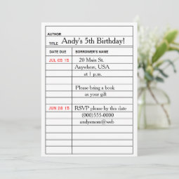 "Library Card" Birthday Party Invitations | Zazzle