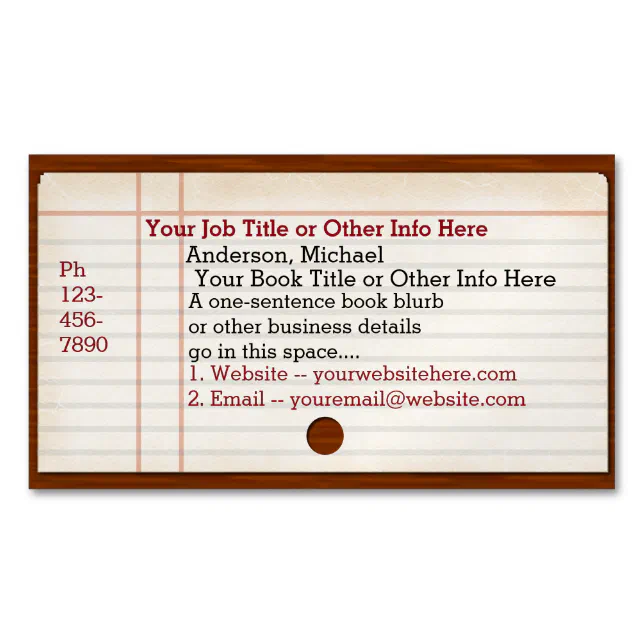 Library Card Catalog Writer Author Librarian | Zazzle
