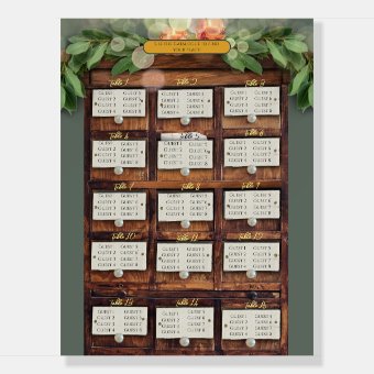 Library Card Catalogue Seating Chart Poster | Zazzle