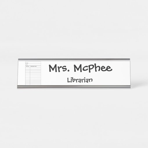 "Library Card" Name Plate | Zazzle