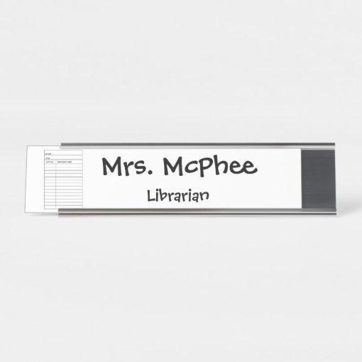 "Library Card" Name Plate | Zazzle