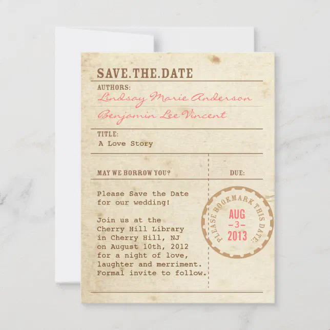 Library Card Save the Date | Zazzle