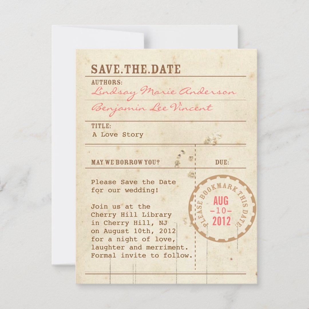 Library Card Save the Date | Zazzle