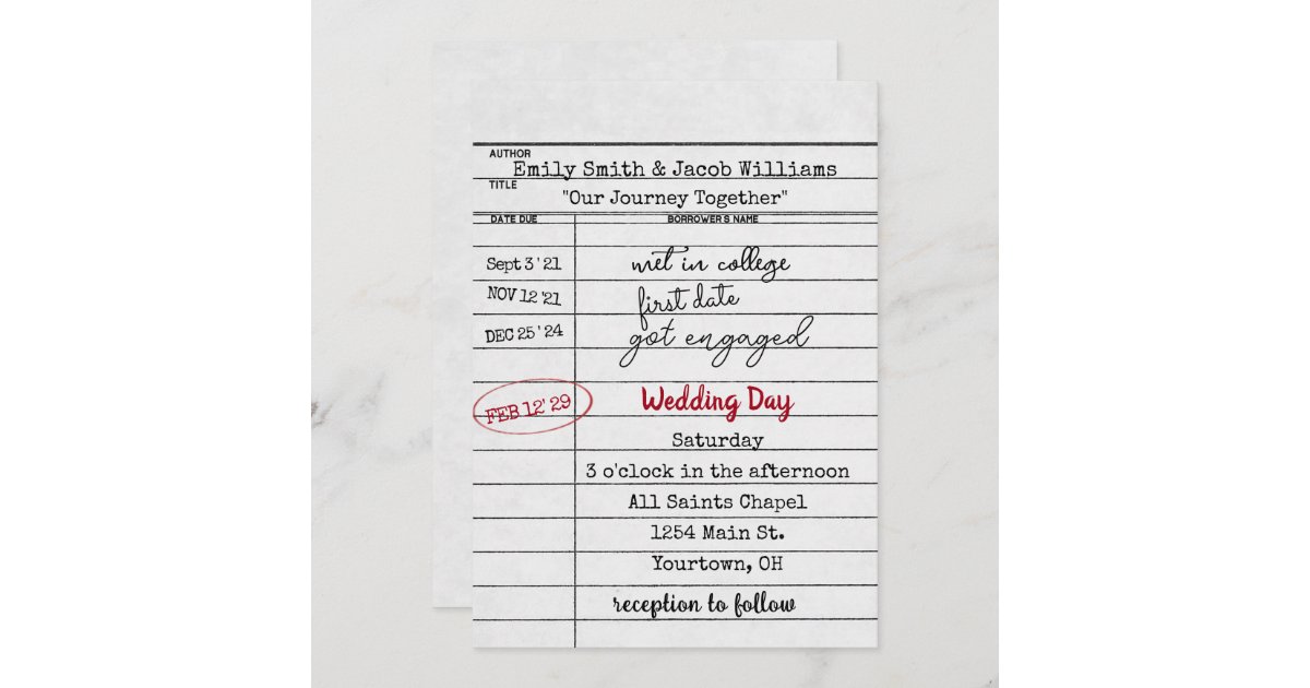 Library Card Wedding Invite | Zazzle