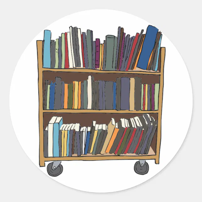Library Cart Classic Round Sticker | Zazzle