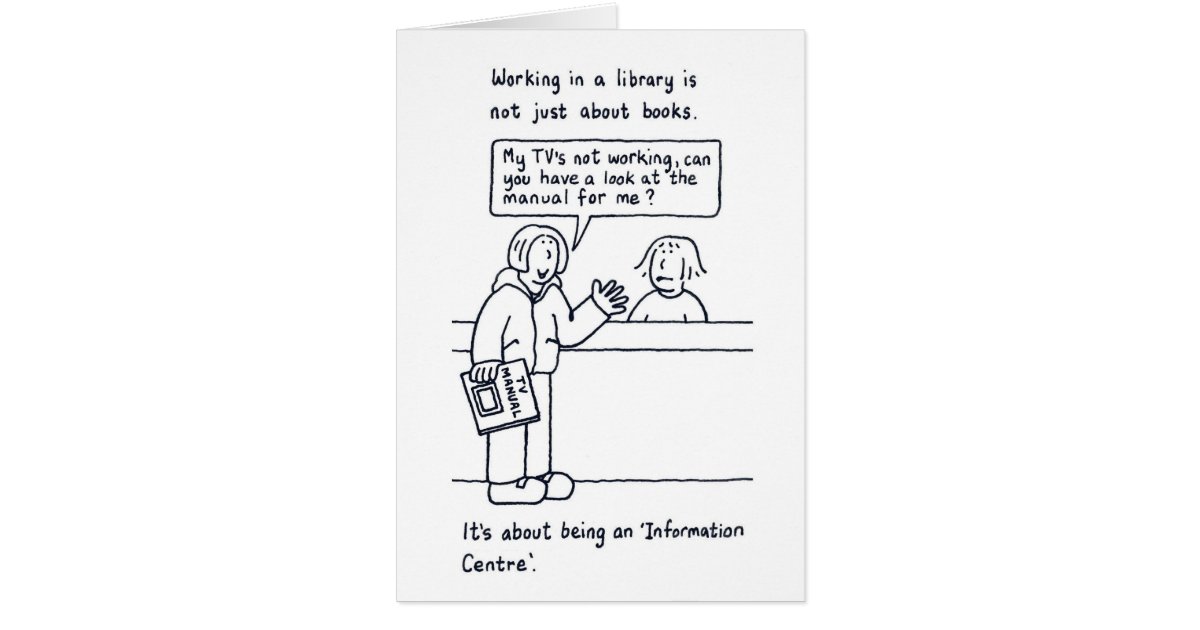 Library Cartoon Female Customer Enquiry | Zazzle