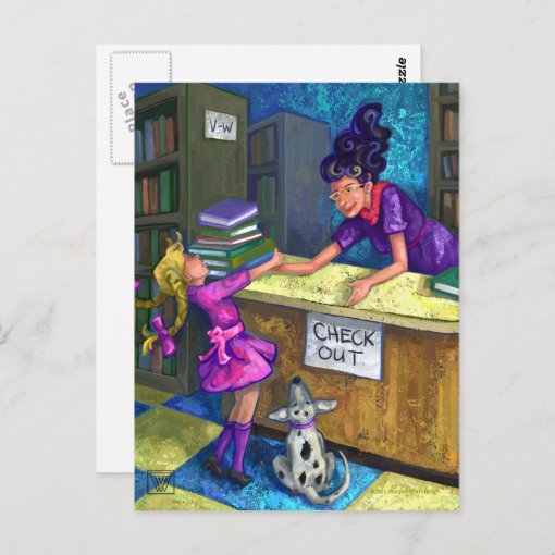 Library Check Out Postcard | Zazzle