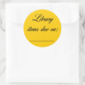 Library Due Date Reminder Classic Round Sticker | Zazzle