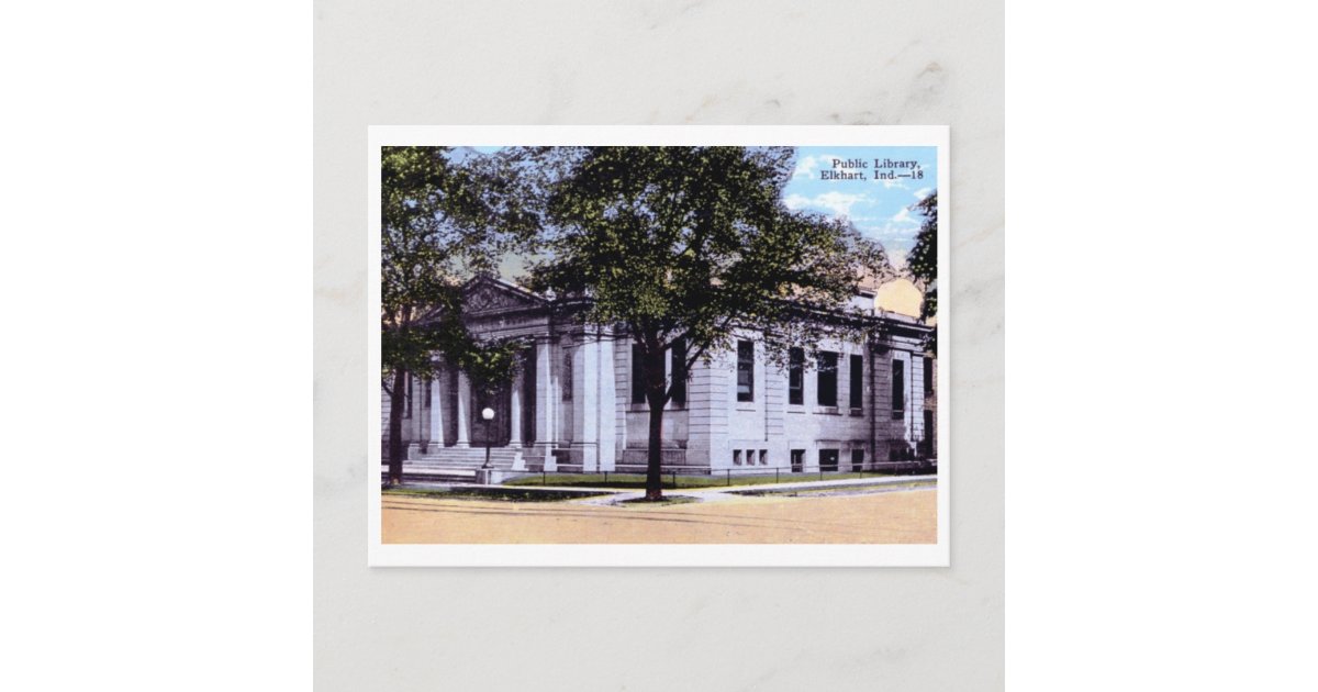 Library, Elkhart, Indiana 1930 Vintage Postcard | Zazzle