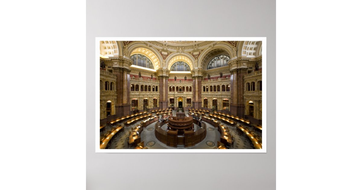 Library of Congress Reading Room, Washington DC Poster | Zazzle