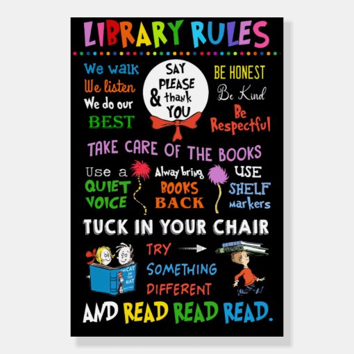 Library Rules Motivational Poster Idea For Teacher | Zazzle