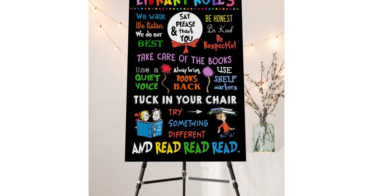 Library Rules Motivational Poster Idea For Teacher | Zazzle