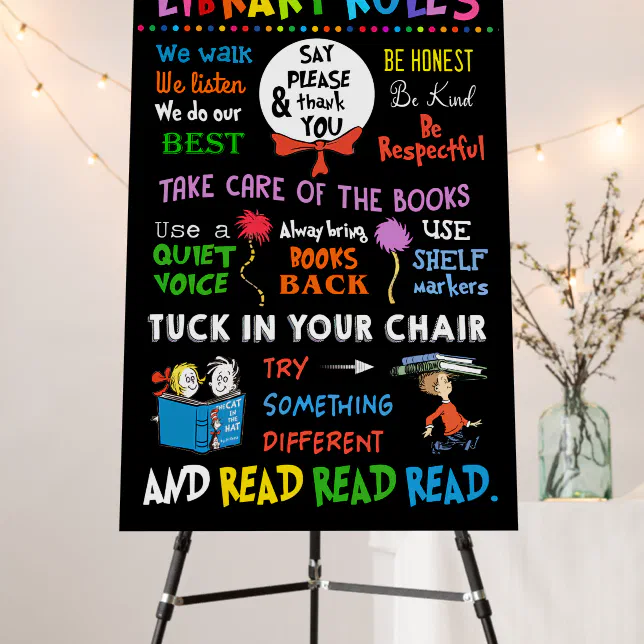 Library Rules Motivational Poster Idea For Teacher | Zazzle