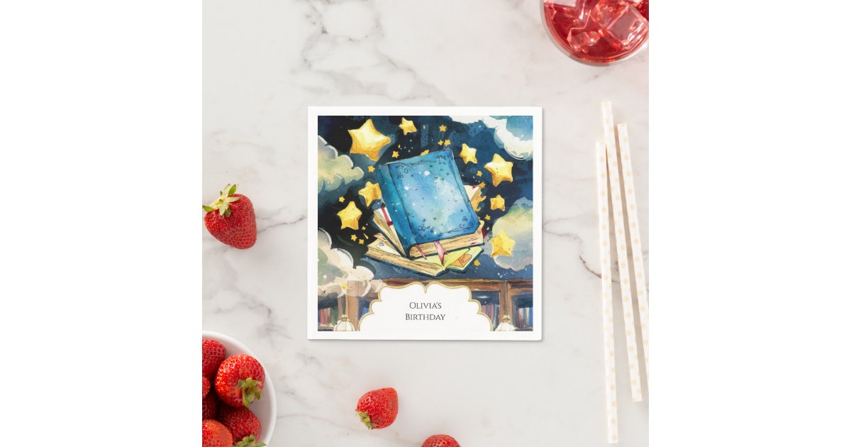 Library Simple Magical Storybook Birthday Napkins | Zazzle