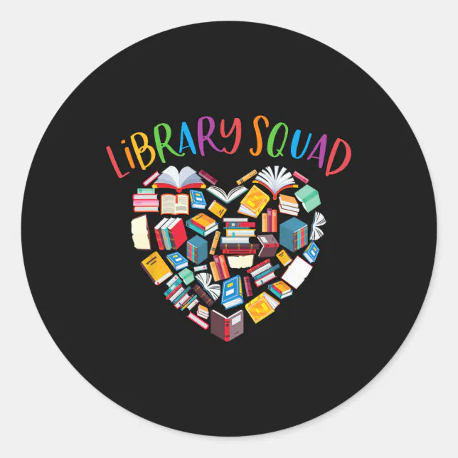 Library Squad Librarian Bookworm Book Lover Classic Round Sticker | Zazzle