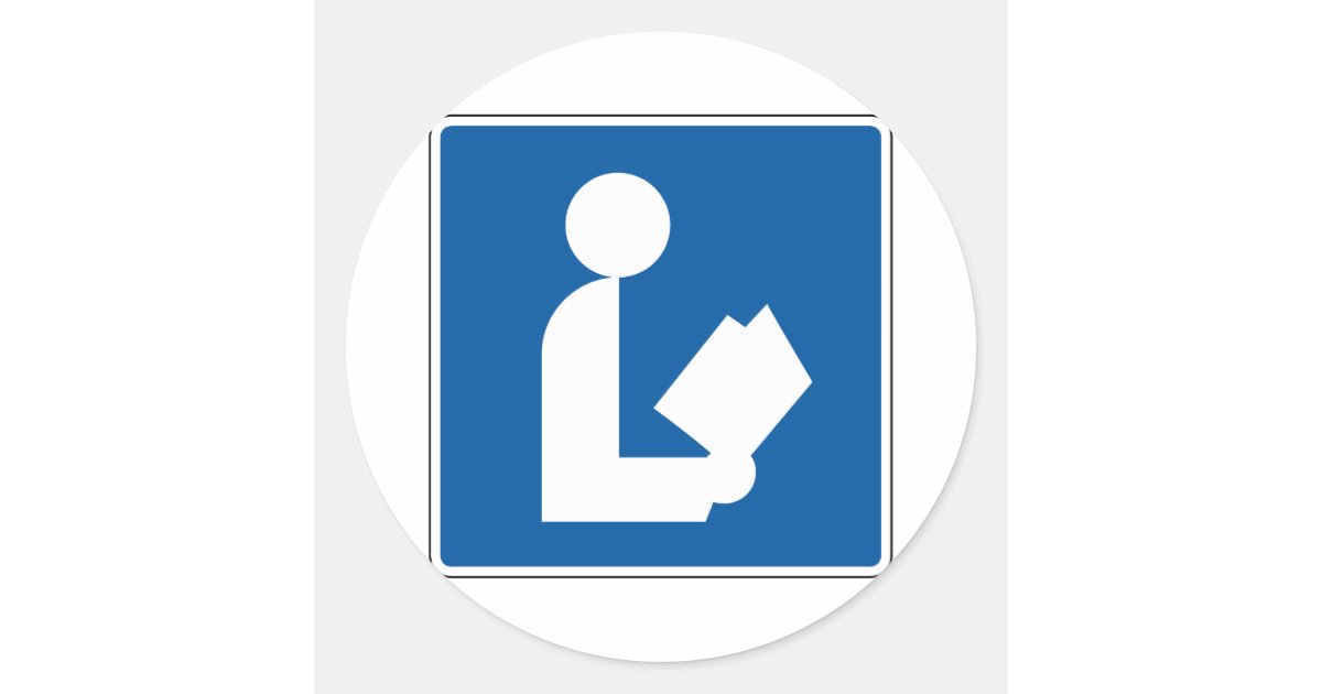 Library Street Sign Classic Round Sticker | Zazzle