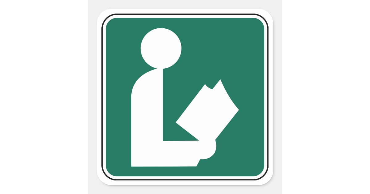 Library Symbol Roadside Sign Square Sticker | Zazzle