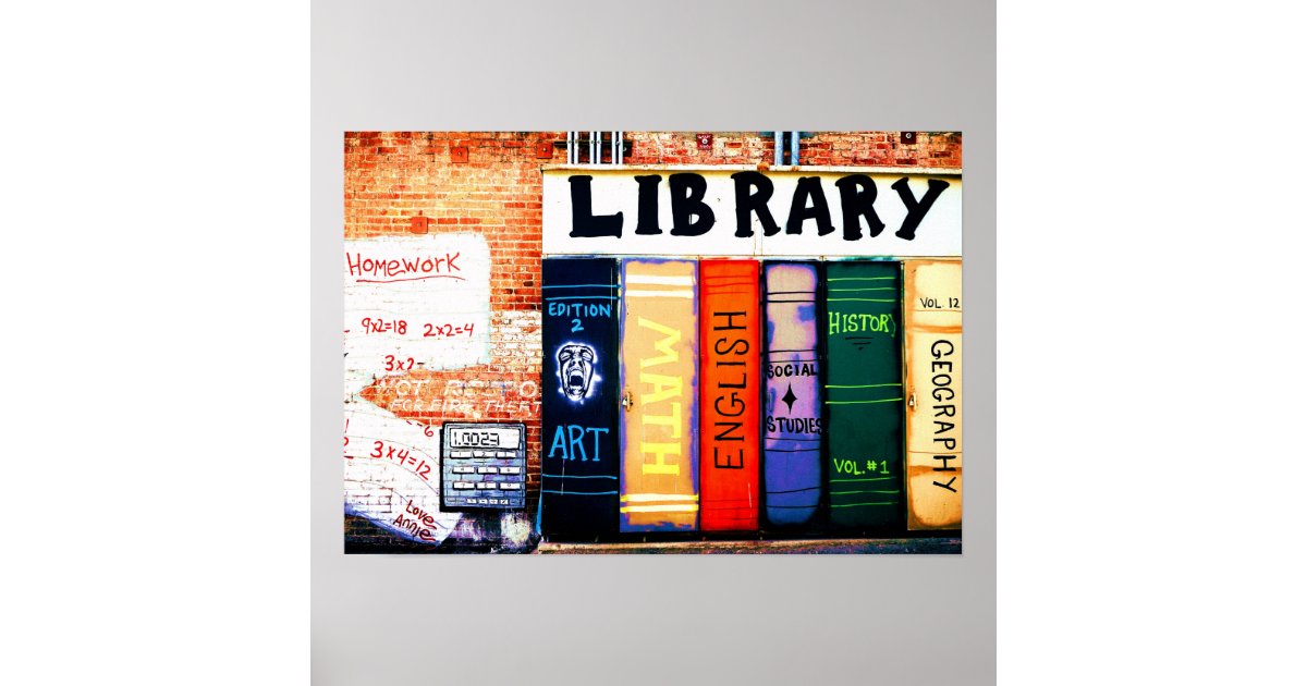 Library Wall Graffiti Poster | Zazzle