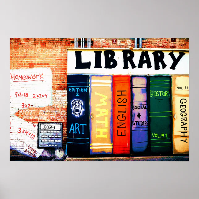 Library Wall Graffiti Poster | Zazzle