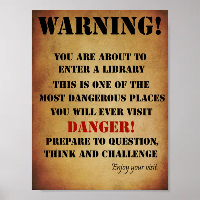 Library Warning Poster | Zazzle