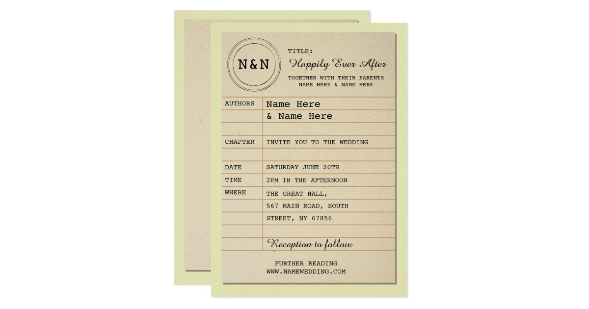 Library Wedding Invitation Book Theme Invite | Zazzle.com