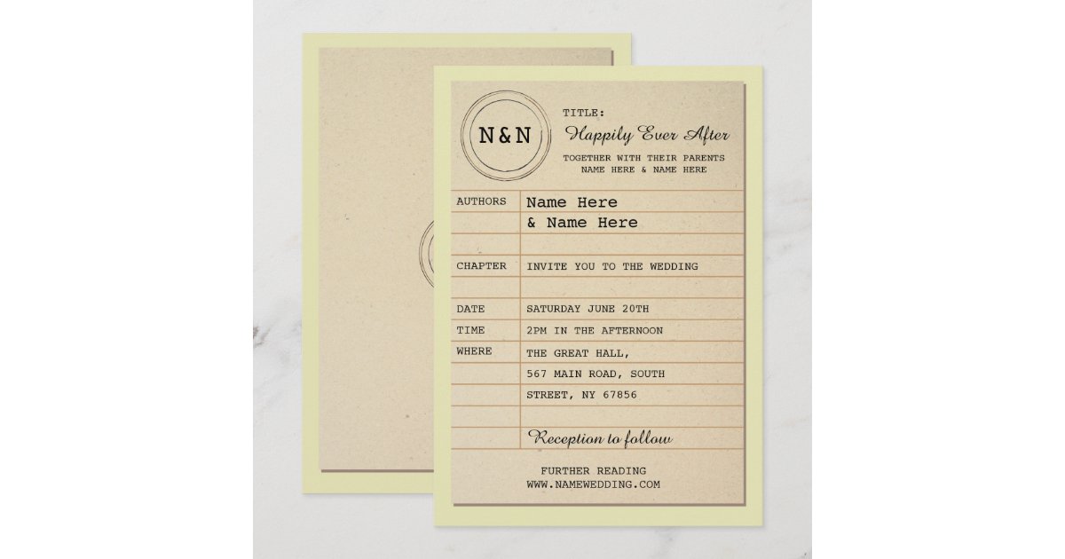 Library Wedding Invitation Book Theme Invite | Zazzle