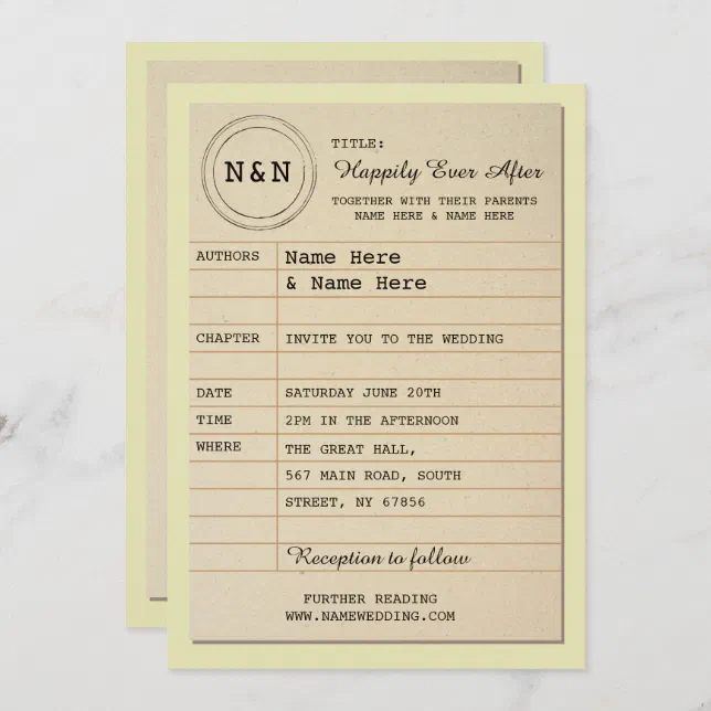 Library Wedding Invitation Book Theme Invite | Zazzle