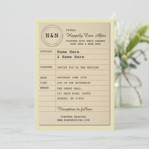 Library Wedding Invitation Book Theme Invite | Zazzle