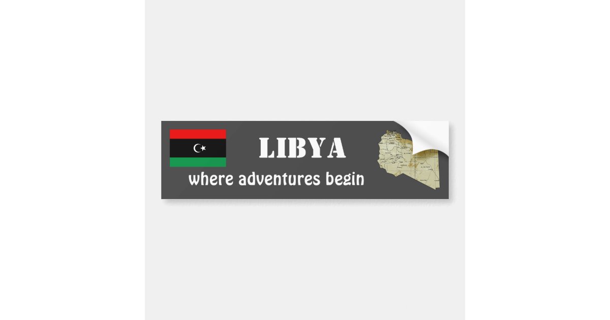 Libya Flag + Map Bumper Sticker | Zazzle