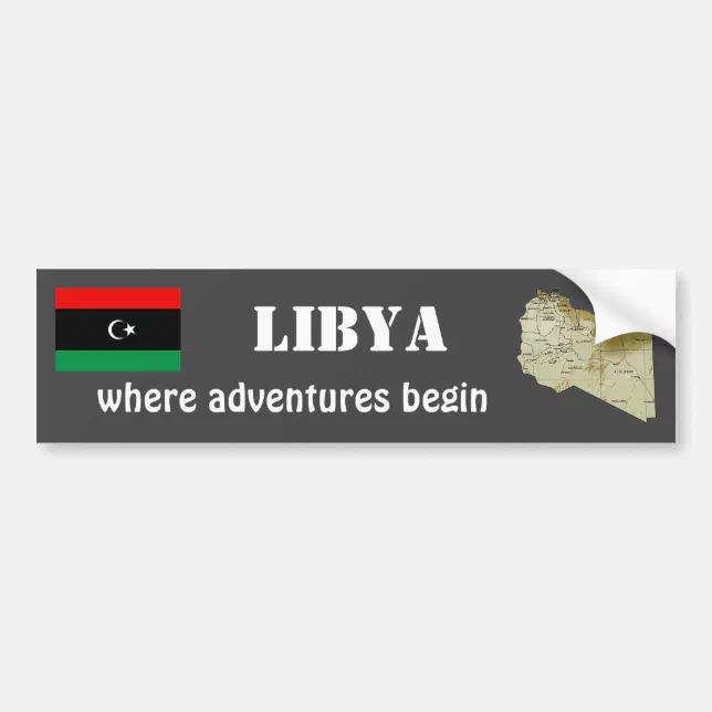 Libya Flag + Map Bumper Sticker | Zazzle