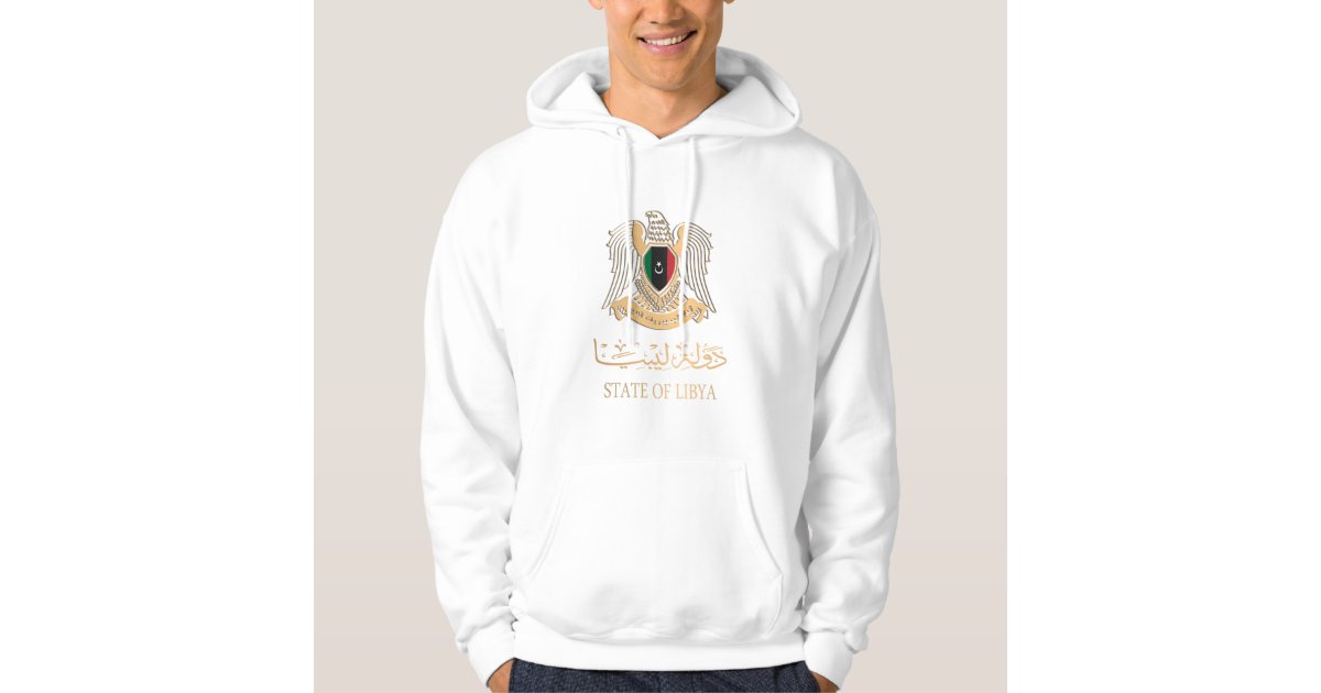 LIBYA FLAG ON LIBYAN EMBLEM شعار ليبيا HOODIE | Zazzle