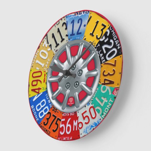 License Plate Art Clock Vintage Numbers New V2 | Zazzle