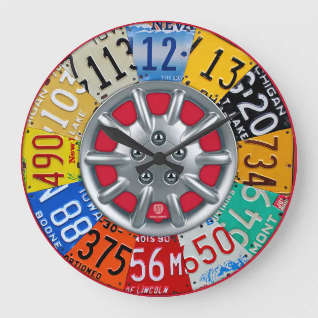 License Plate Art Clock Vintage Numbers New V2 | Zazzle