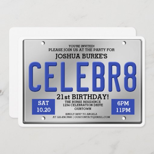 License Plate Birthday Invitations | Zazzle