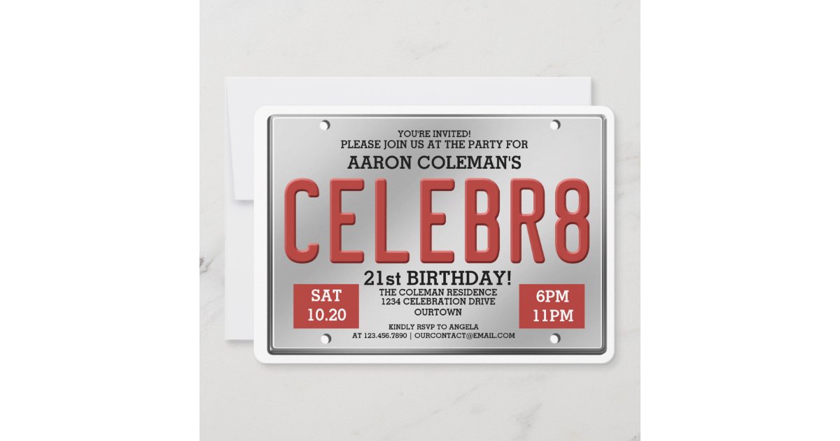 License Plate Birthday Invitations | Zazzle