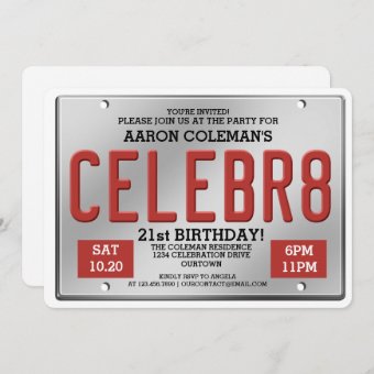 License Plate Birthday Invitations | Zazzle