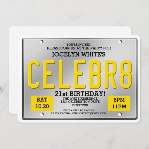 License Plate Birthday Invitations | Zazzle