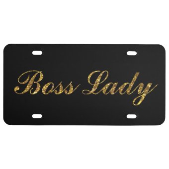 License Plate - Boss Lady Gold Glitter | Zazzle