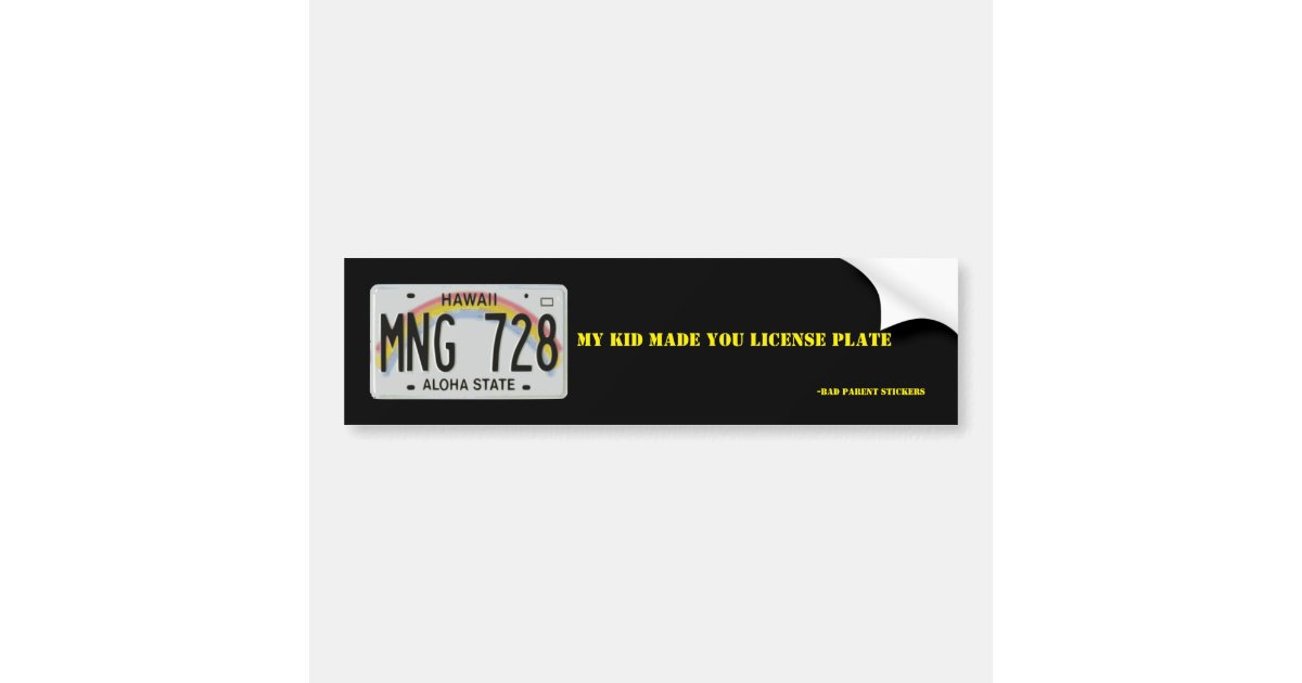 License Plate Bumper Sticker | Zazzle