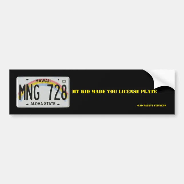 License Plate Bumper Sticker | Zazzle