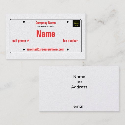 License Plate Business Card | Zazzle