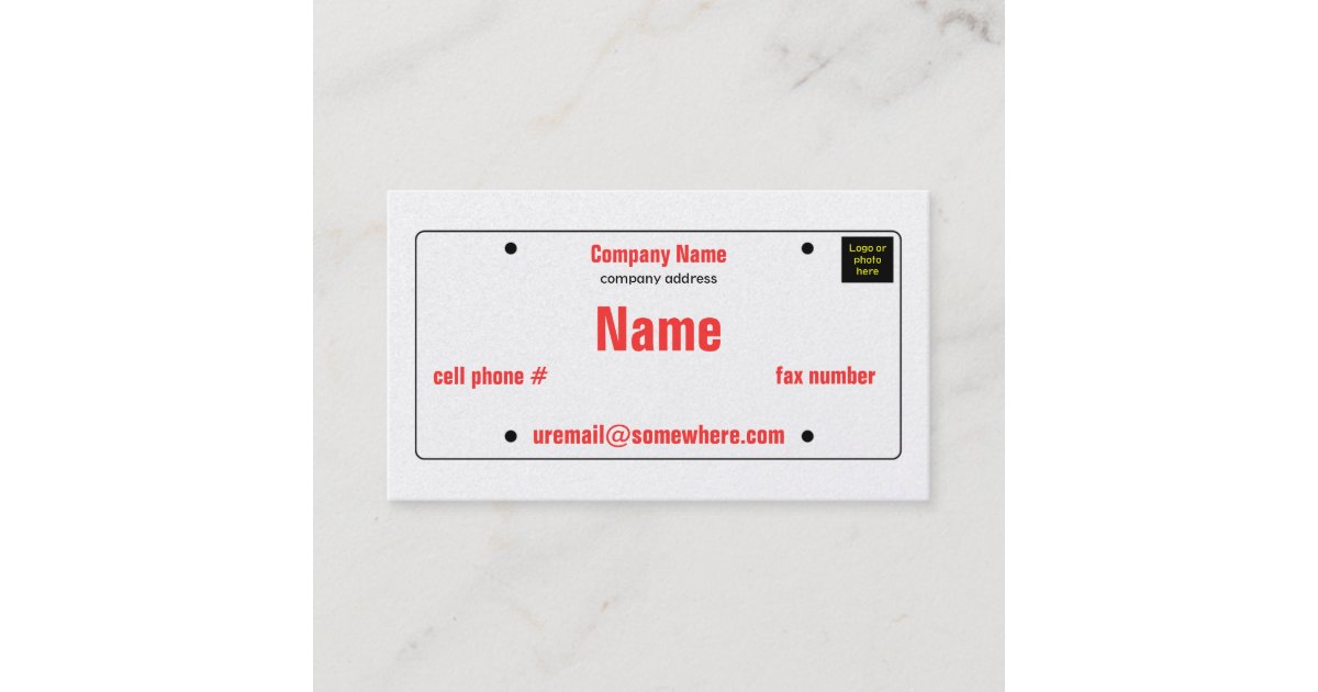License Plate Business Card | Zazzle