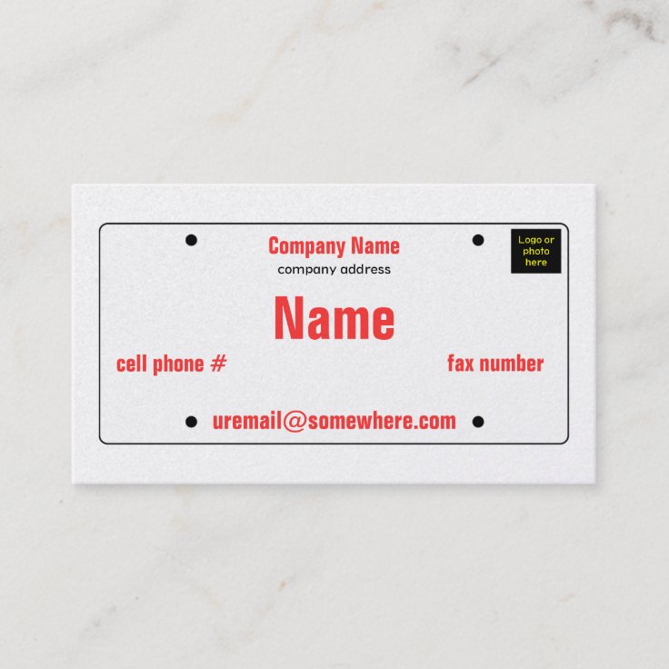 License Plate Business Card | Zazzle
