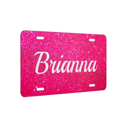 License Plate - Custom Glitter Name Pink | Zazzle