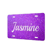 License Plate - Custom Glitter Name Purple | Zazzle