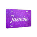 License Plate - Custom Glitter Name Purple | Zazzle