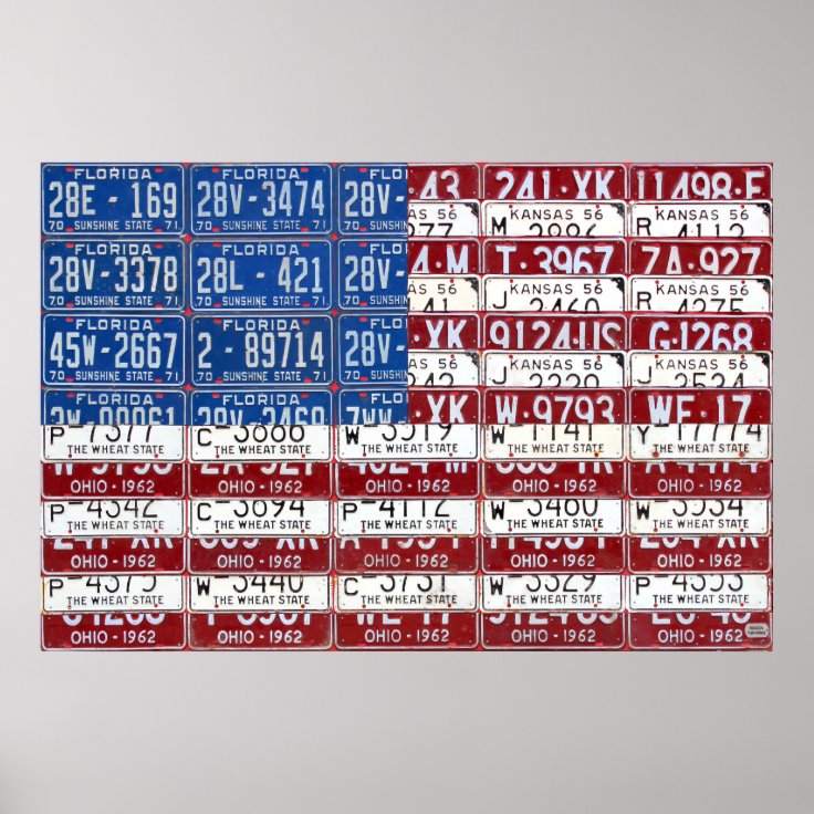 License Plate Flag of the United States USA 2012 Poster | Zazzle
