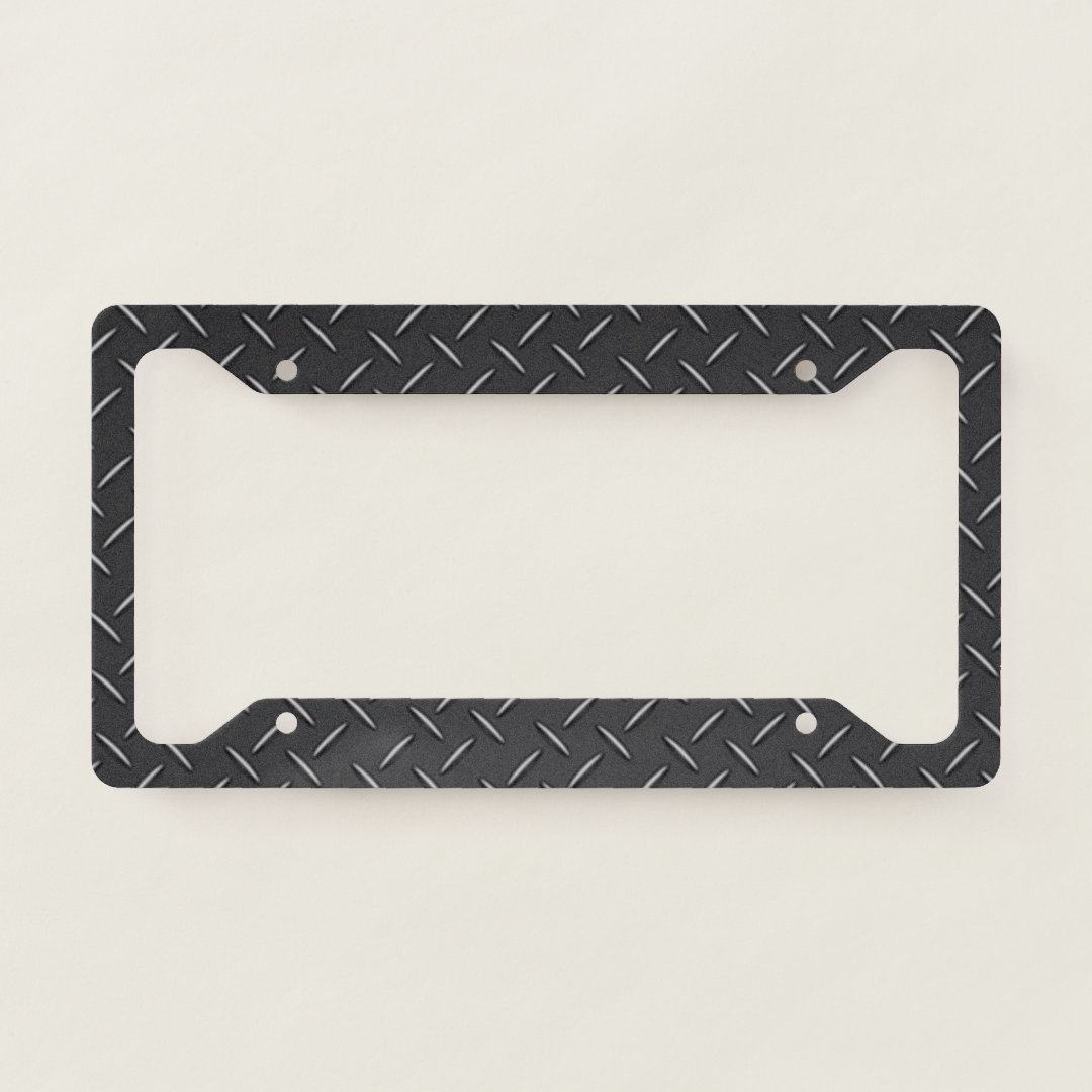 License Plate Frame - Diamond Plate Black | Zazzle