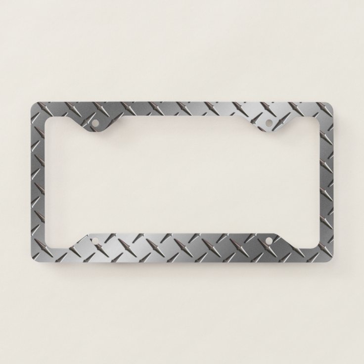 License Plate Frame - Diamond Plate Silver | Zazzle